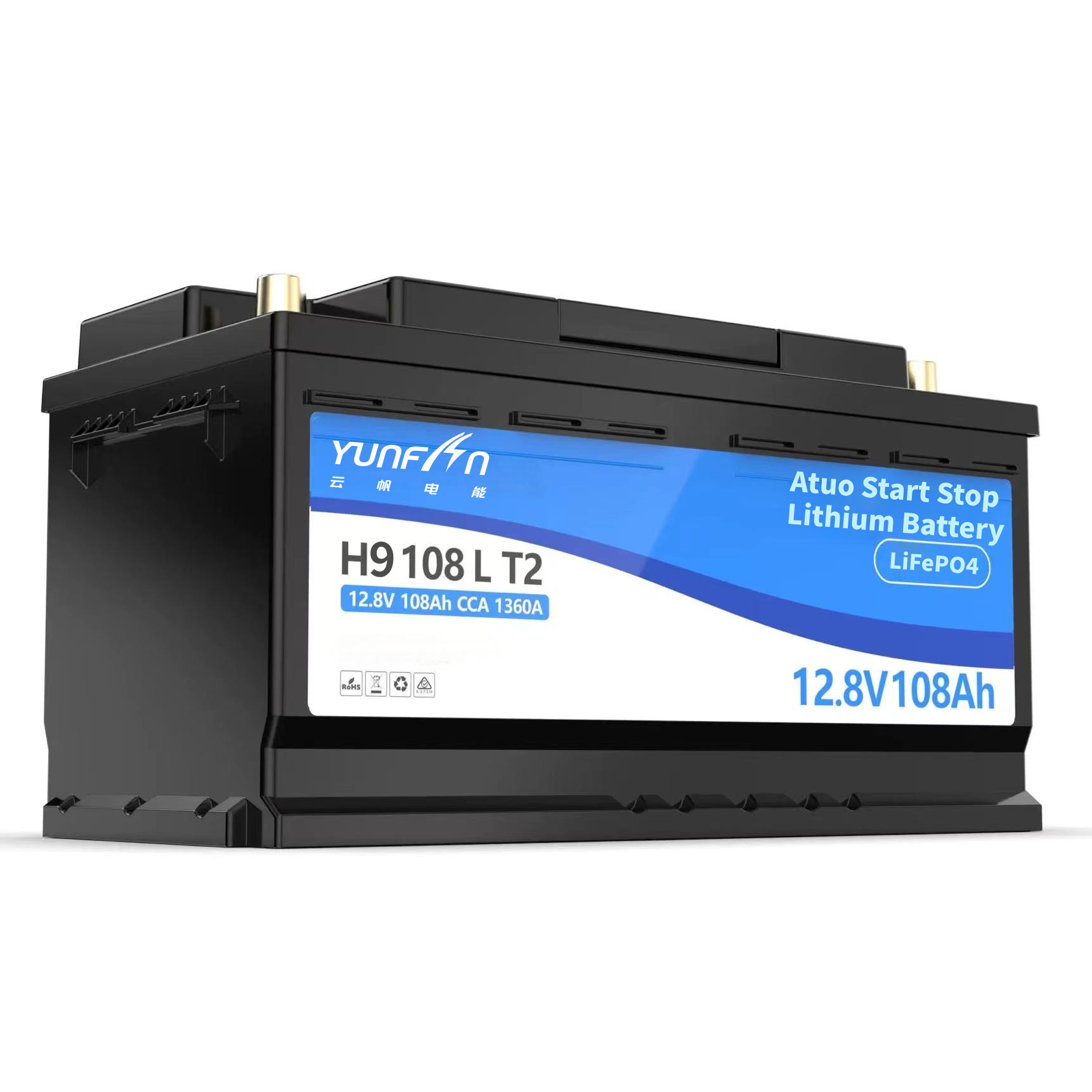 H9 12V 108Ah Automotive Start Stop Lithium Battery CCA 1360A High Rate ...