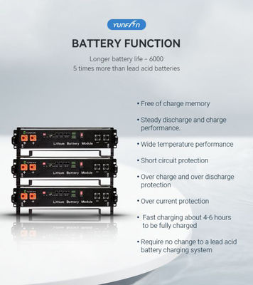 48V Rack Mount Lithium Battery 50Ah 100Ah Black LiFePo4 Battery System